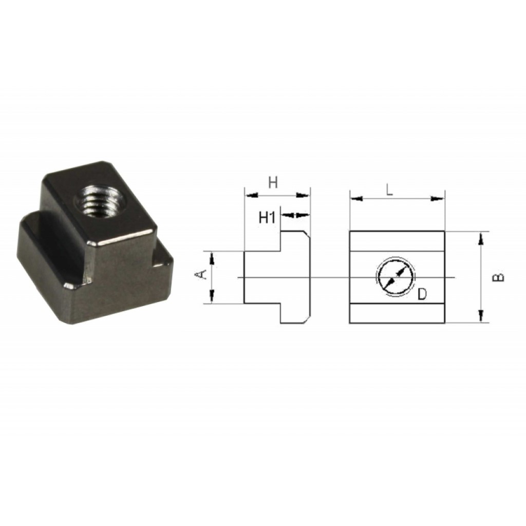 Aluminum T-slot nut with M6 thread - CNC Clamping